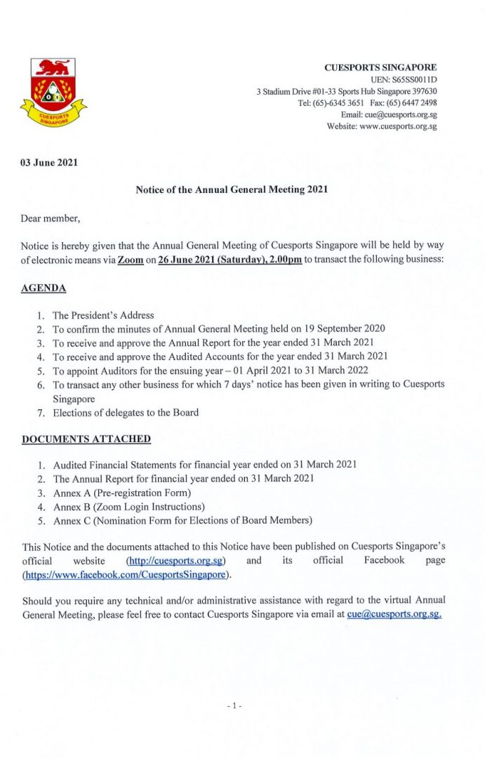 AGM Notice 2021 – Cuesports Singapore