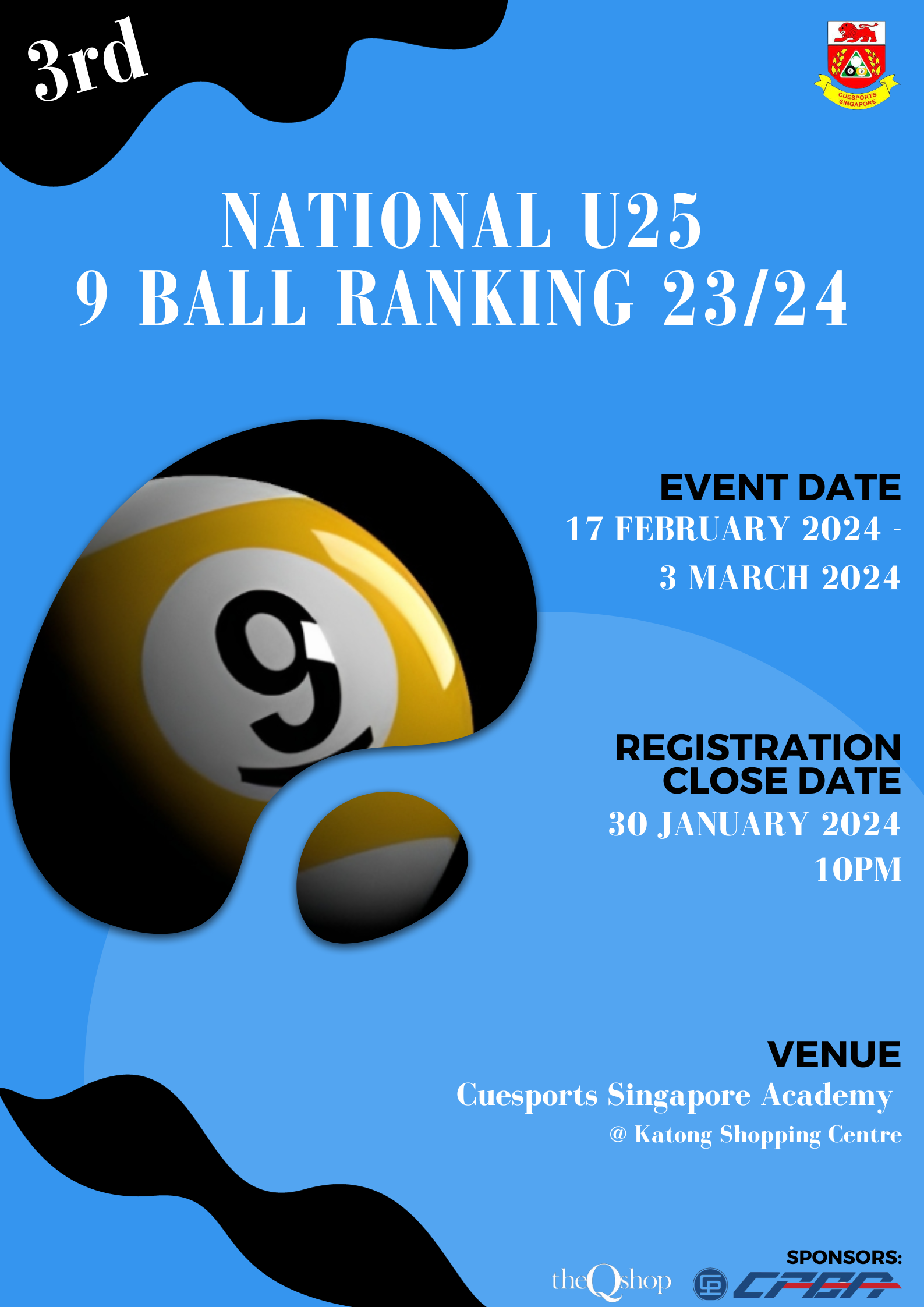 3rd National U25 9 Ball Ranking 23/24 – Cuesports Singapore